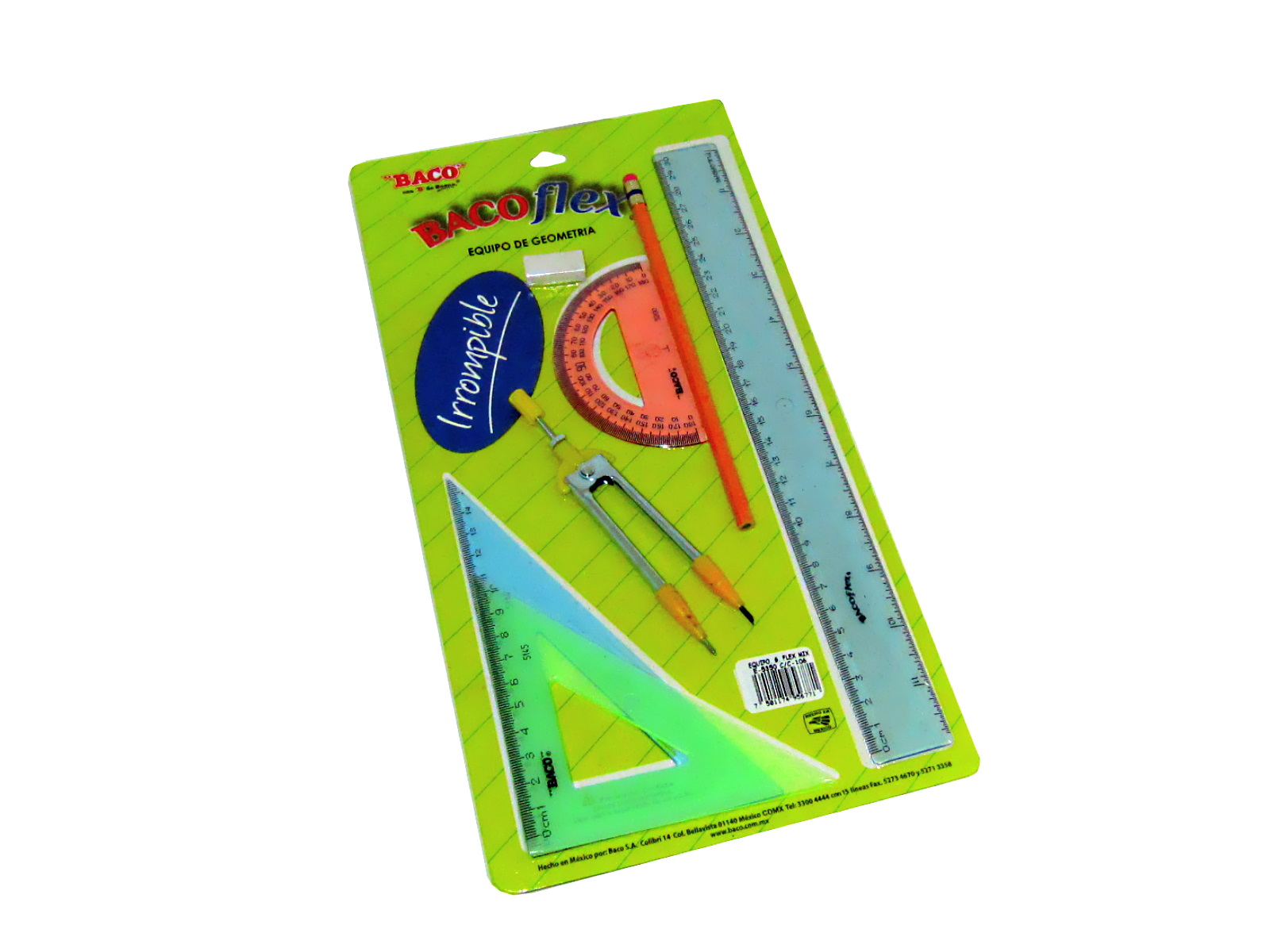 JUEGO DE GEOMETRIA FLEXIBLE 5350 C/COMPAS ESCOLAR BACOFLEX - Proveedora ...