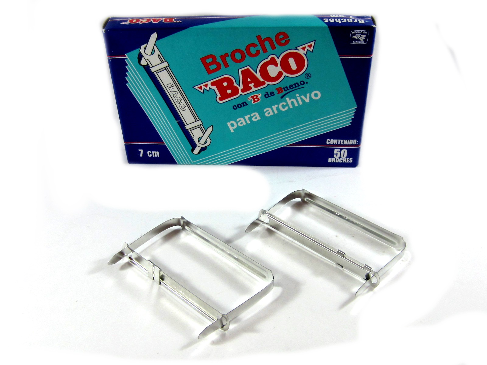 CAJA DE BROCHES 7 CMS P/ARCHIVO CAJA AZUL BACO - Proveedora de Oficinas