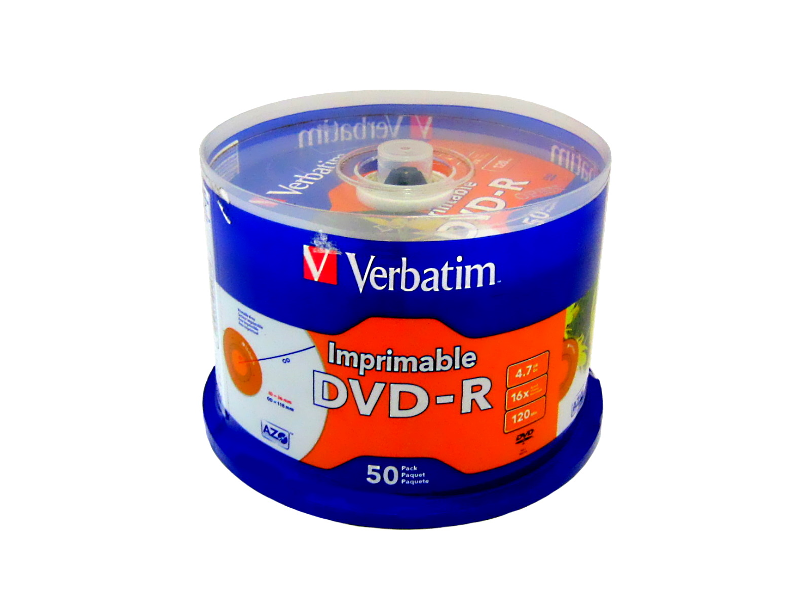 CAMPANA C/50 VERBATIM DVD-R IMPRIMIBLE 4.7GB 95137 - Proveedora de Oficinas